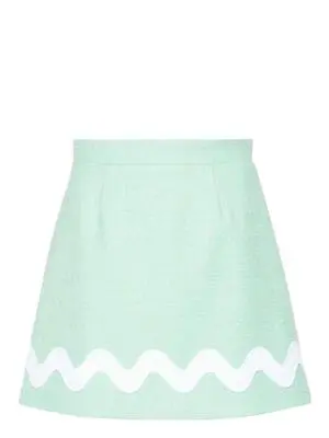 PATOU Tweed Mini Skirt With Contrast Trims - Blue