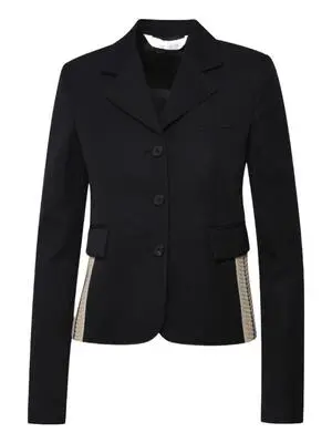 Palm Angels Striped Fitted Blazer - Black
