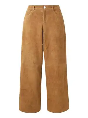 Nour Hammour Nour Hammour Milo Patchwork Wide-Leg Suede Trousers Camel