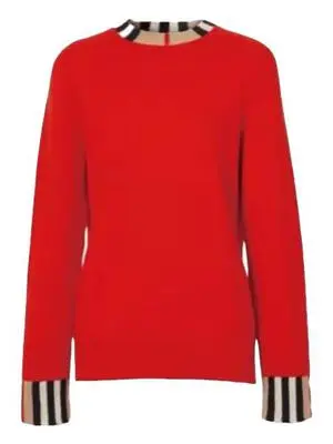 Burberry Striped Crew Neck Sweater - Brightred