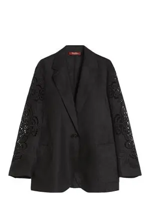 Max Mara Max Mara Studio Angizia Embroidered Oversized Jacket Black
