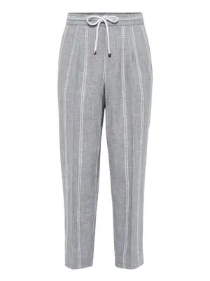 Brunello Cucinelli Brunello Cucinelli Vertical-Striped Tapered Trousers Gray