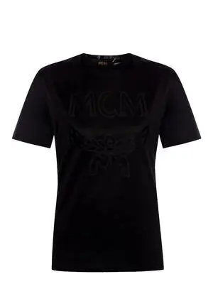 Mcm Logo Printed Round Neck T-shirt - Black