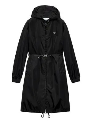 PRADA Prada Zip-Up Belted Coat With Hood