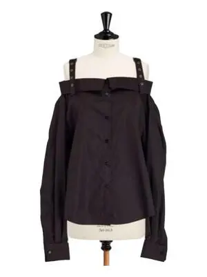 Dior Off-shoulder Long Sleeve Blouse - Black
