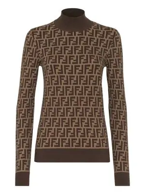 Fendi Monogrammed Intarsia Knit Sweater - Brown