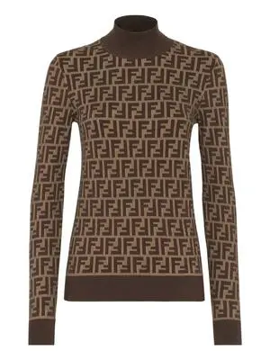 Fendi Monogrammed Knitted Jumper - Brown