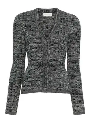 Dries Van Noten V-neck Long-sleeve Knitted Cardigan With Drawstring - Black