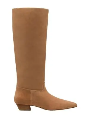 STUART WEITZMAN Stassi Pointed Toe Zip Up Boots - Brown