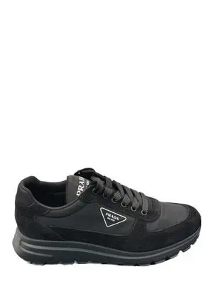 Prada Round-toe Lace-up Sneakers - Black