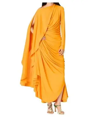 Bottega Veneta Viscose Jersey Draped Dress - Orange
