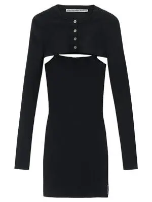 Alexander Wang Ribbed Knit Cut-out Mini Dress - Black