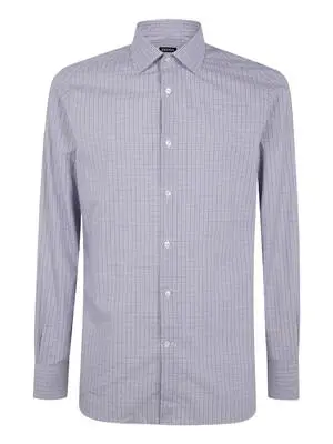 Zegna Checked Buttoned Shirt - Gray