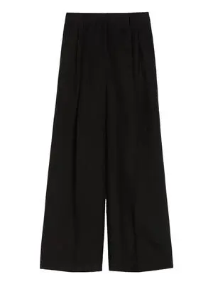 Max Mara Viscose And Linen Wide-leg Trousers - Black