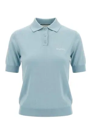 Gucci Gucci Regular Fit Short-Sleeved Polo Shirt With Logo Light Blue