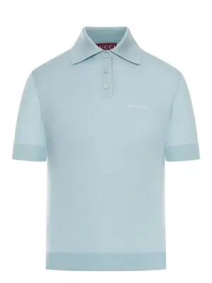 Gucci Gucci Regular Fit Short-Sleeved Polo Shirt With Logo Light Blue
