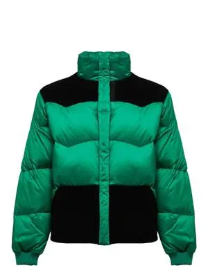 Marni Ripstop Down Jacket With Velvet Inlays - Green