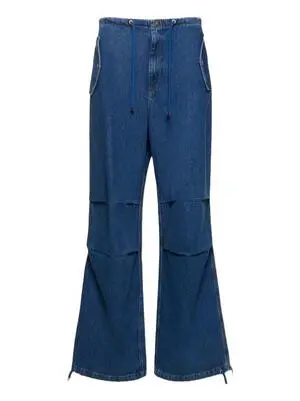DION LEE Wide-leg Denim Trousers With Elastic Waist - Blue
