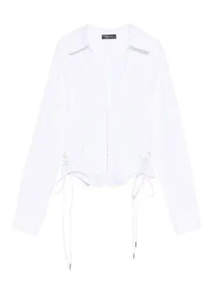 MUGLER Zip-up Front Tie Shirt - White
