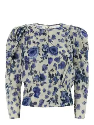 Isabel Marant Étoile Zarga Printed Floral Long Sleeve Top - Blue