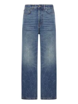 HAIKURE Five-pocket Whiskered Jeans - Blue