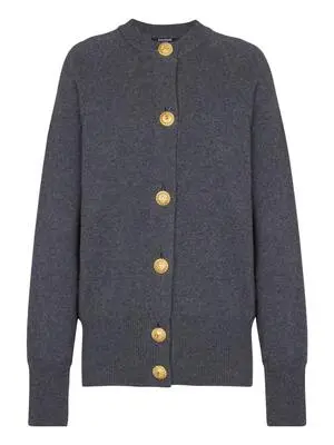 Balmain Buttoned Crewneck Cardigan - Grey