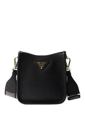 Prada Logo Plaque Crossbody Bag - Black
