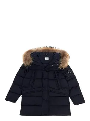 C.P. COMPANY Fur-trimmed Hooded Down Jacket - Black