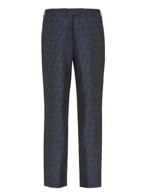 Fendi Ff Labyrinth Jacquard Tailored Trousers - Blue