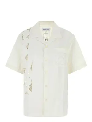 MARINE SERRE Notched Collar Bowling Shirt - White