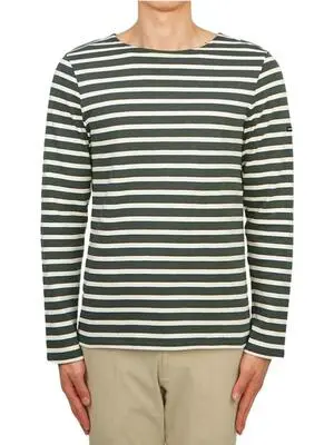 Saint James Striped Graphic T-shirt - Black