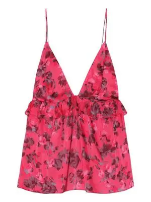 GANNI Floral Print Camisole Top - Nude