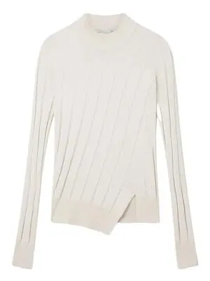 Stella McCartney Ribbed Asymmetrical Hem Knit Jumper - White
