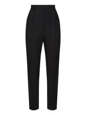 Dolce & Gabbana Pinstriped High-waisted Trousers - Black