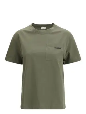 Brunello Cucinelli Shiny Tab Crewneck T-shirt - Green