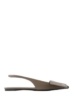 COURREGES Courrèges Fold Leather Slingback Ballerinas - Brown