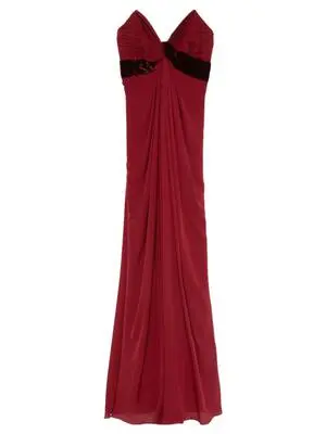 Elie Saab Strapless Draped Bodice Gown - Red