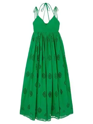 Erdem Strappy Lace Midi Dress - Green