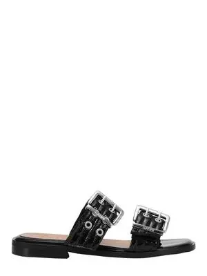 GANNI Two-strap Buckle Sandals - Black