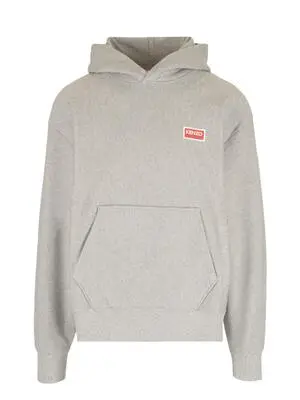 Kenzo Logo Printed Long-sleeved Hoodie - Gray