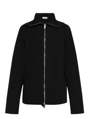 Burberry Ribbed-knit Zip-up Cardigan - Black