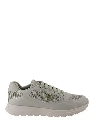 Prada Triangle Logo Lace-up Sneakers - Gray