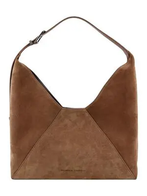 Brunello Cucinelli Paneled Shoulder Bag - Brown