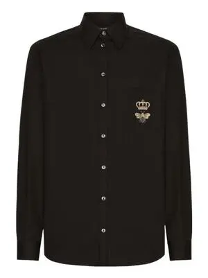 Dolce & Gabbana Dolce Gabbana Embroidered Martini-fit Shirt - Black