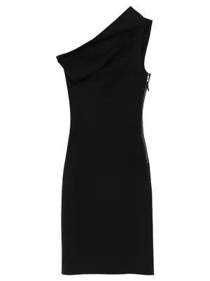 Rick Owens One Shoulder Asymmetrical Zip Dress - Black