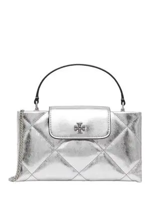 Tory Burch Kira Diamond Quilt Metallic Top Handle Bag - Silver