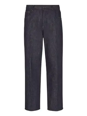 Fendi Straight-leg Jeans With Logo Patch - Blue