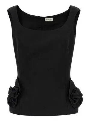 Magda Butrym Sleeveless Top With Floral Appliqu - Black