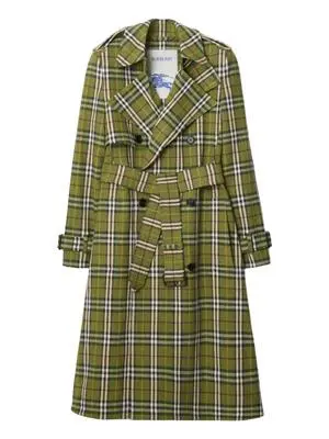 Burberry Burberry Double Breasted Belted Checked Trench Coat Caper