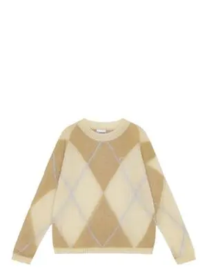GANNI Diamond Pattern Knit Jumper - Nude